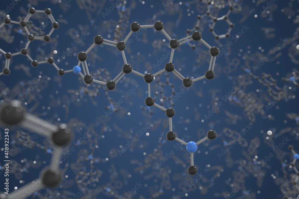 Molecule of Amitriptyline. Molecular model, science related 3d ...
