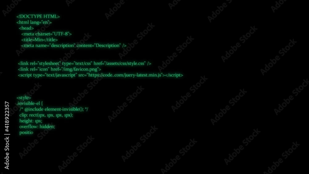 Digital text code on old monitor. Computer code appearing on monitor. Hacker code running down ...