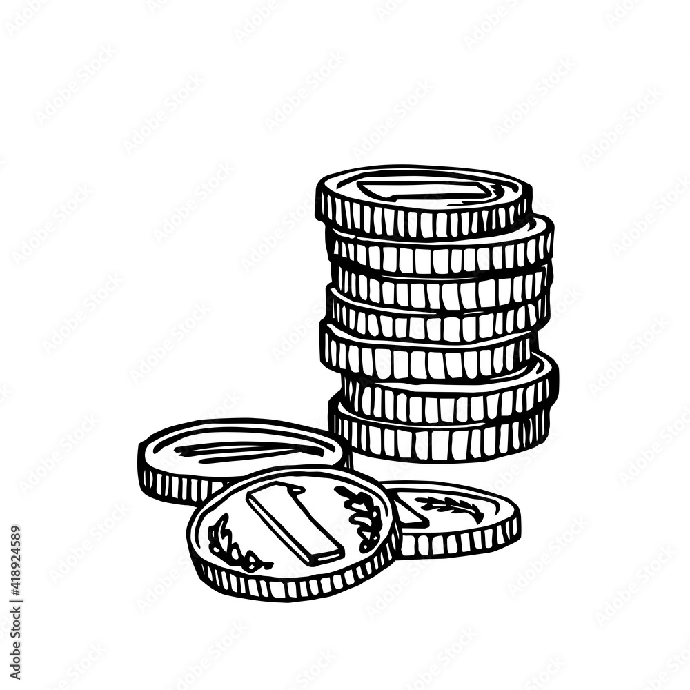a stack of metal coins, money, symbol of wealth, numismatic hobby ...