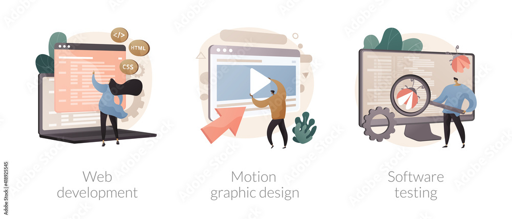 IT company service abstract concept vector illustration set. Web ...