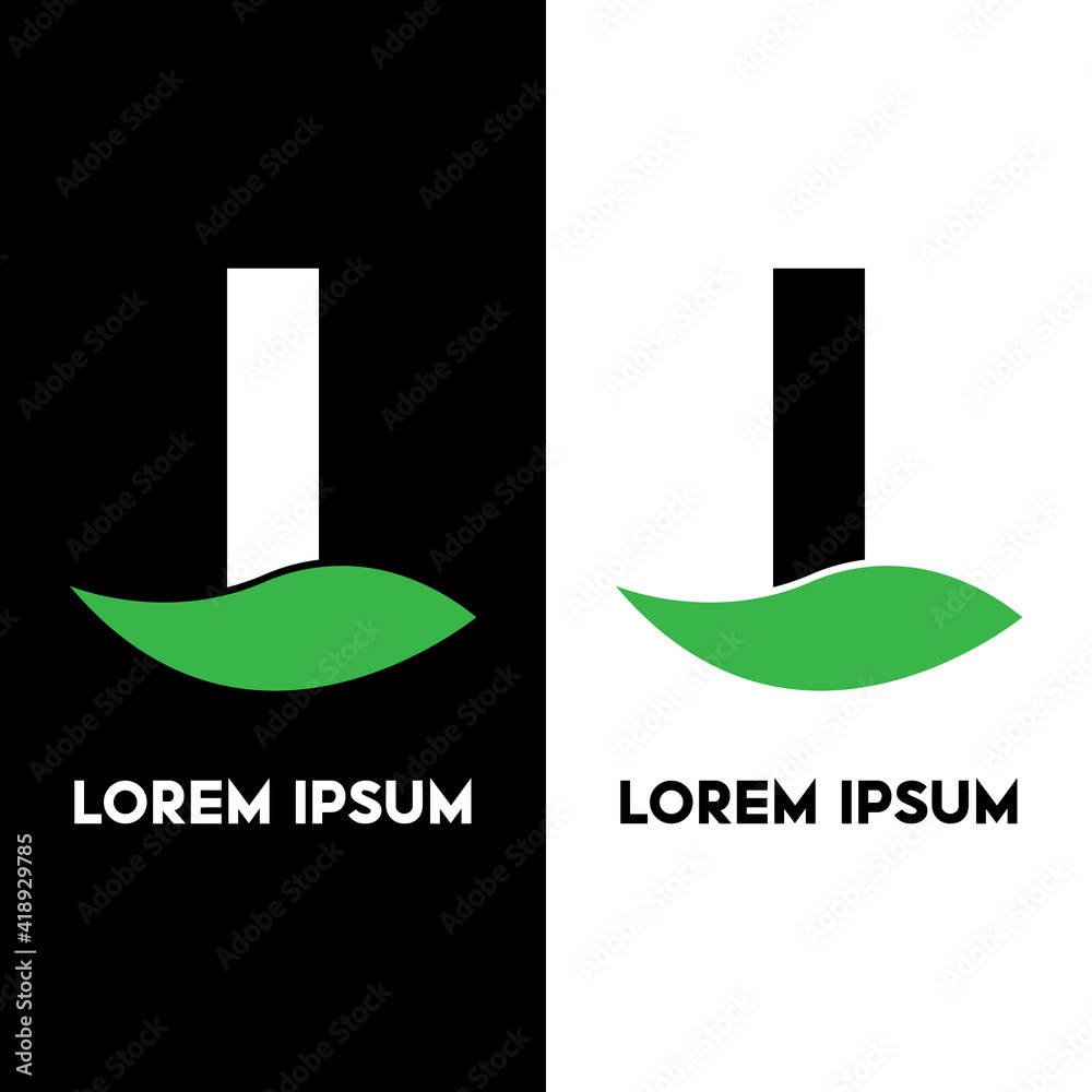 Alphabet I with green leaf logo vector, A unique brand identity for ...
