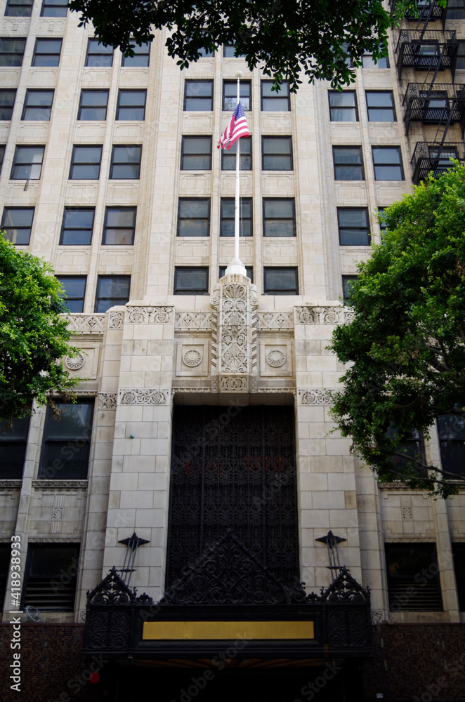 Modern skyscraper and highrise architecture in downtown Los Angles L.A ...