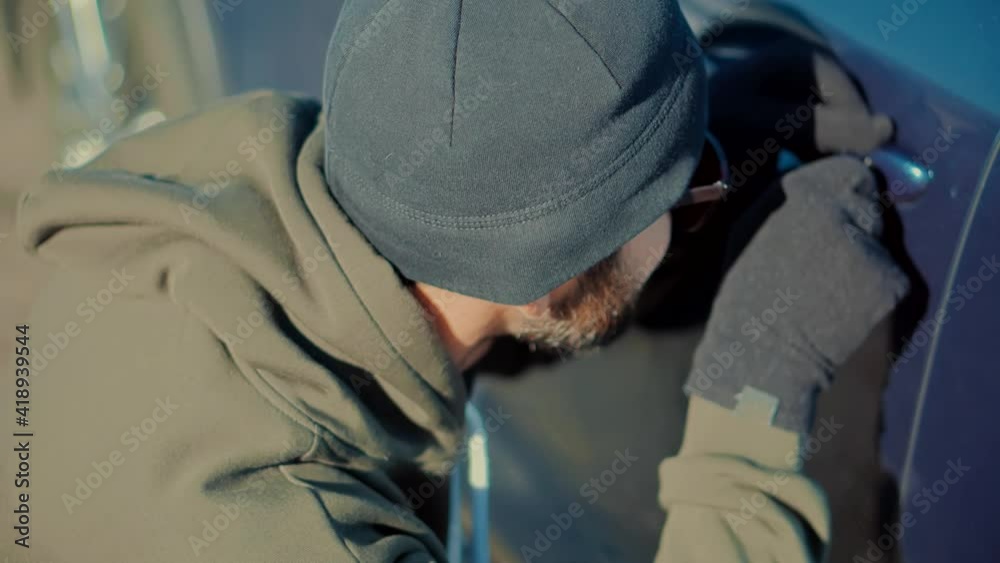 Vandalism Crime Theft Using Tool For Open Door.Thief Breaks Lock On ...