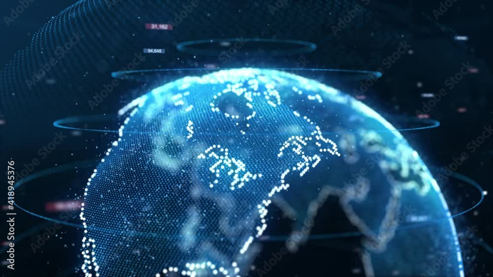 Digital earth rotating,Concept 3d animation social future technology ...