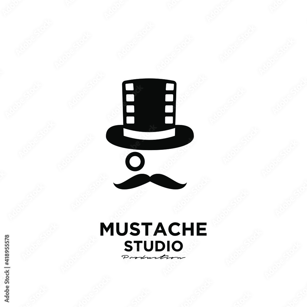 mustache Studio Movie Video Cinema Cinematography Film Production concept mr producer using hat ...