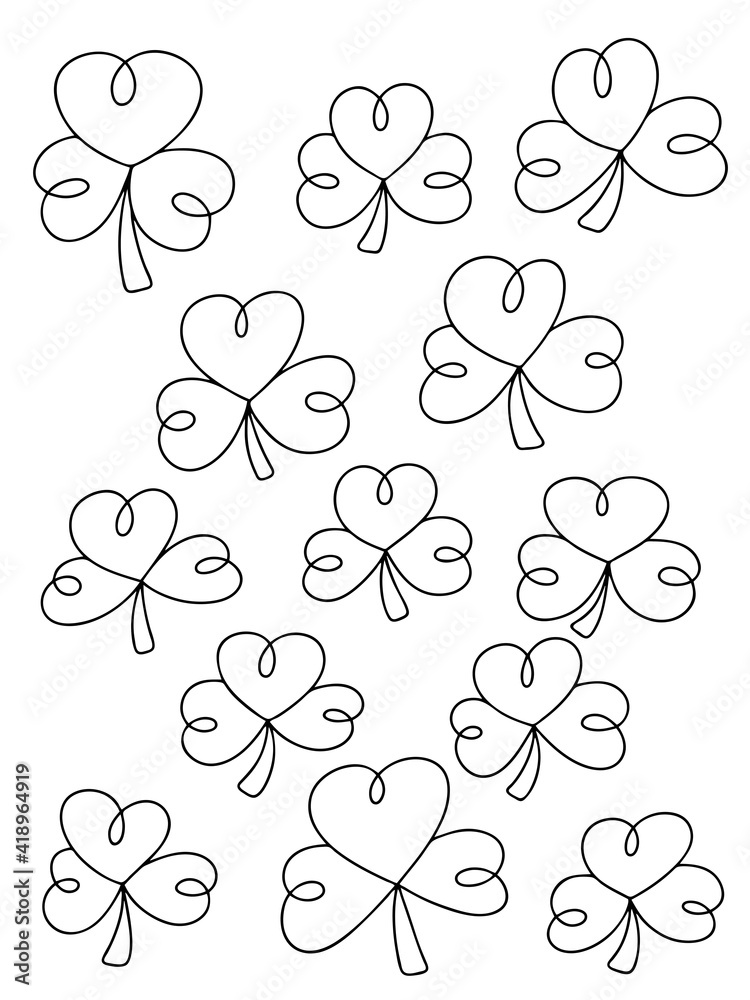 Funny St Patrick's Day symbols three leaf clovers set stock vector ...