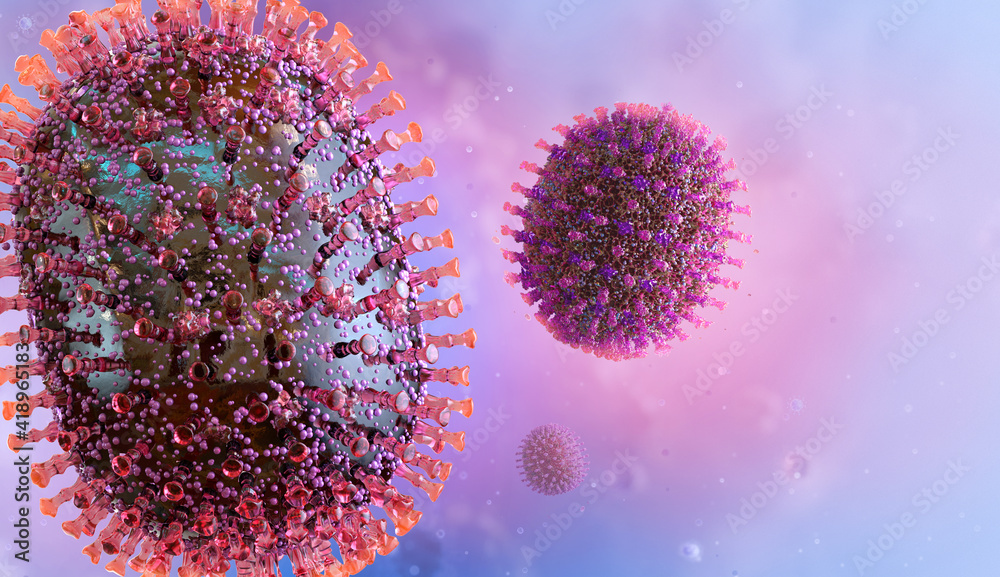 Influenza, flu H1N1 disease strain virus cells. Scientifically accurate ...