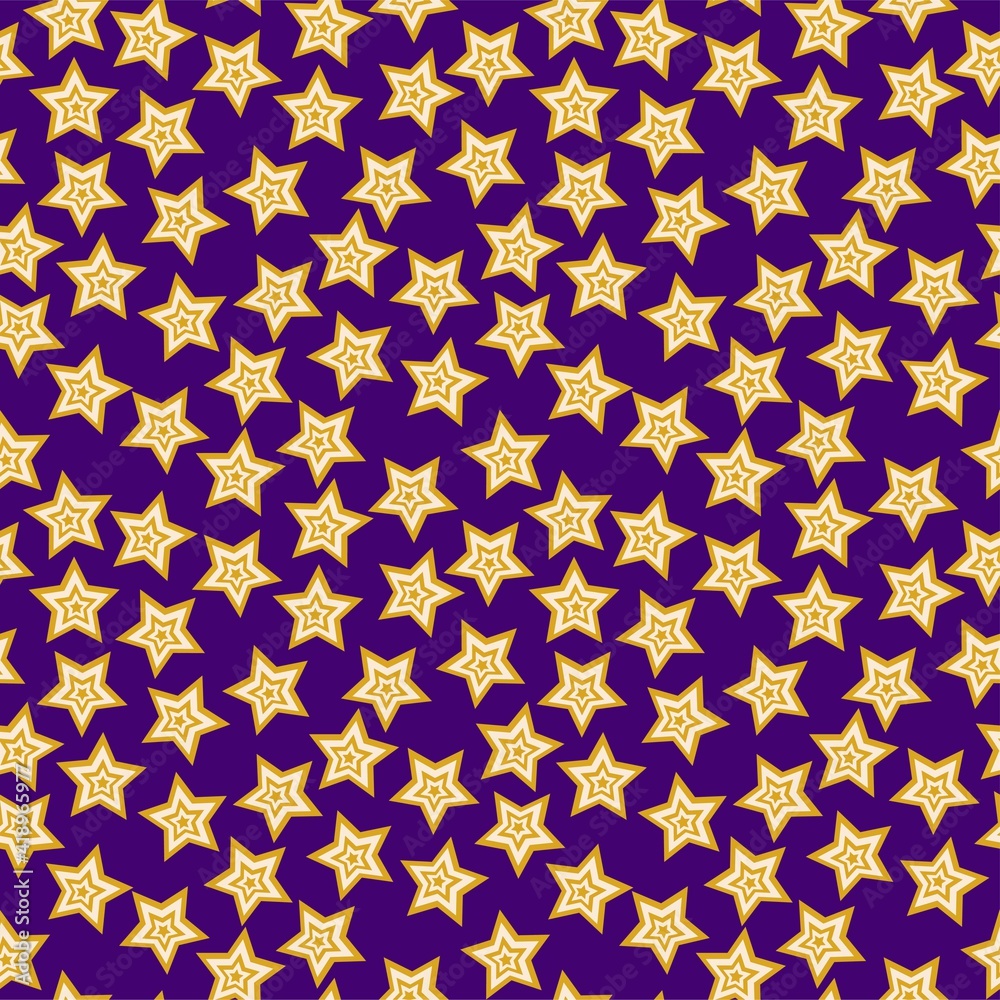 Stars on deep purple night sky seamless pattern vector. Funny cartoon ...