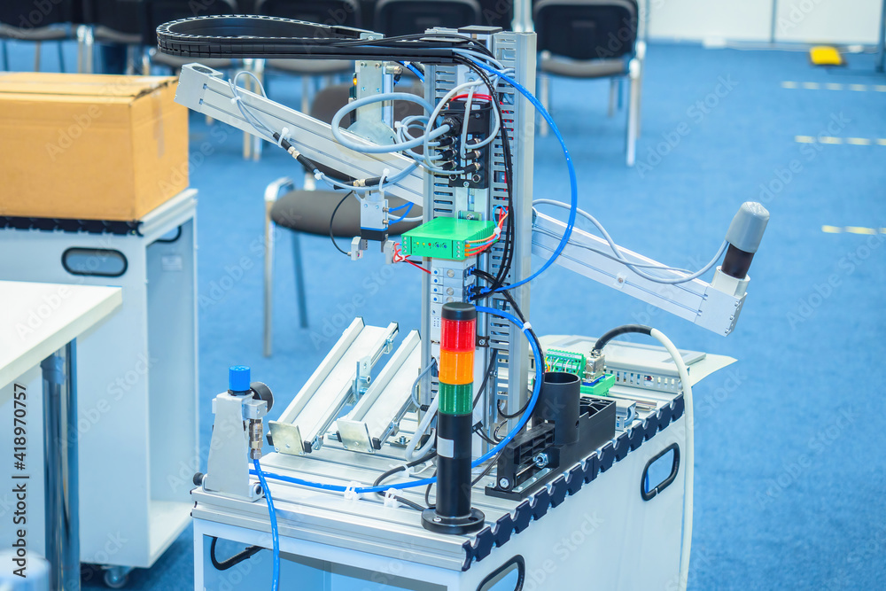 Foto de Mechatronic machine in close-up. Industrial equipment ...