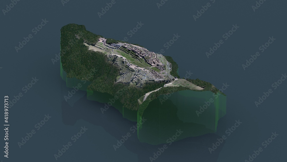 Inca style ancient city Machu Picchu 3D render illustration Stock ...