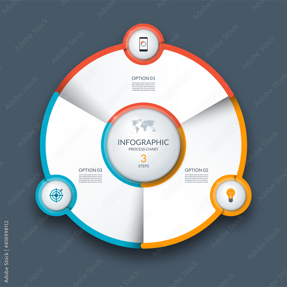 Infographic circle, process chart, cycle diagram. 3 steps. Vector ...