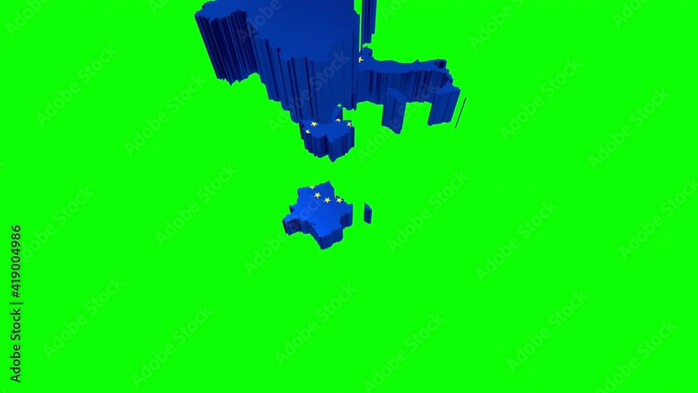 European Union - map and flag, countries isolated on green background ...