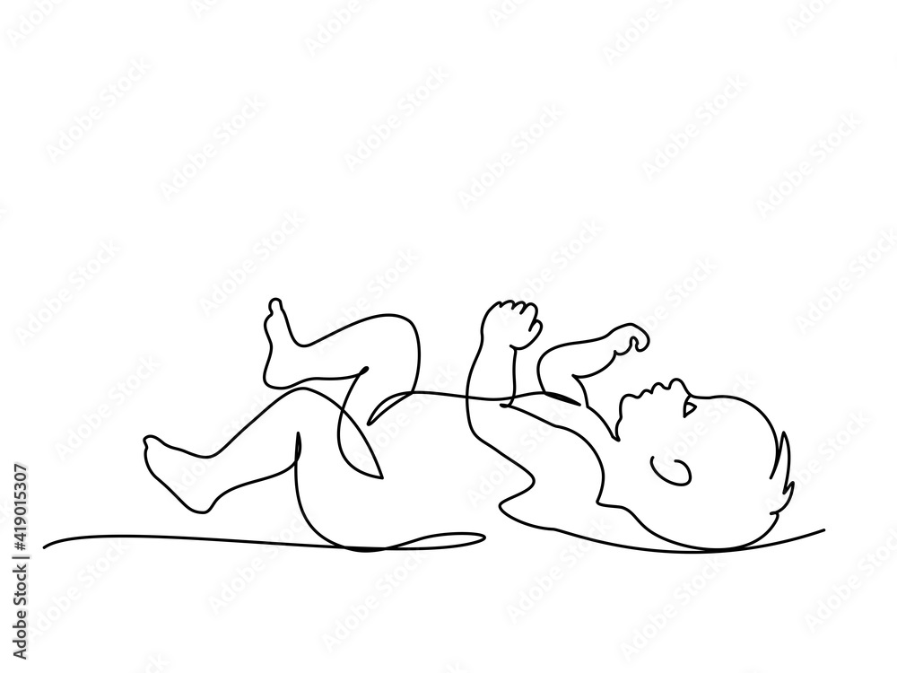 Cute sleeping baby. Continuous one line drawing Stock Vector | Adobe Stock