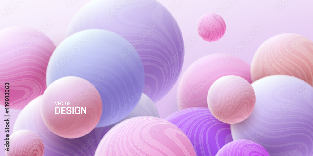 Abstract background with 3d dynamic spheres Stock Vector | Adobe Stock