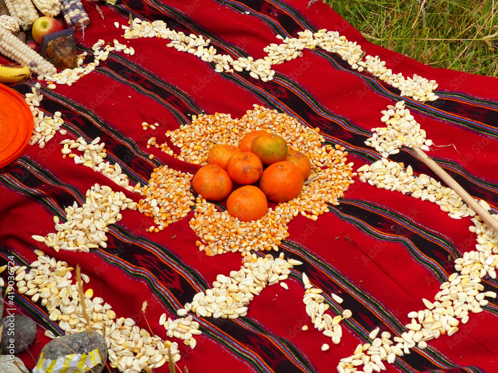 Chacana (Chakana) or Ceremony in homage to Pachamama (Mother Earth ...
