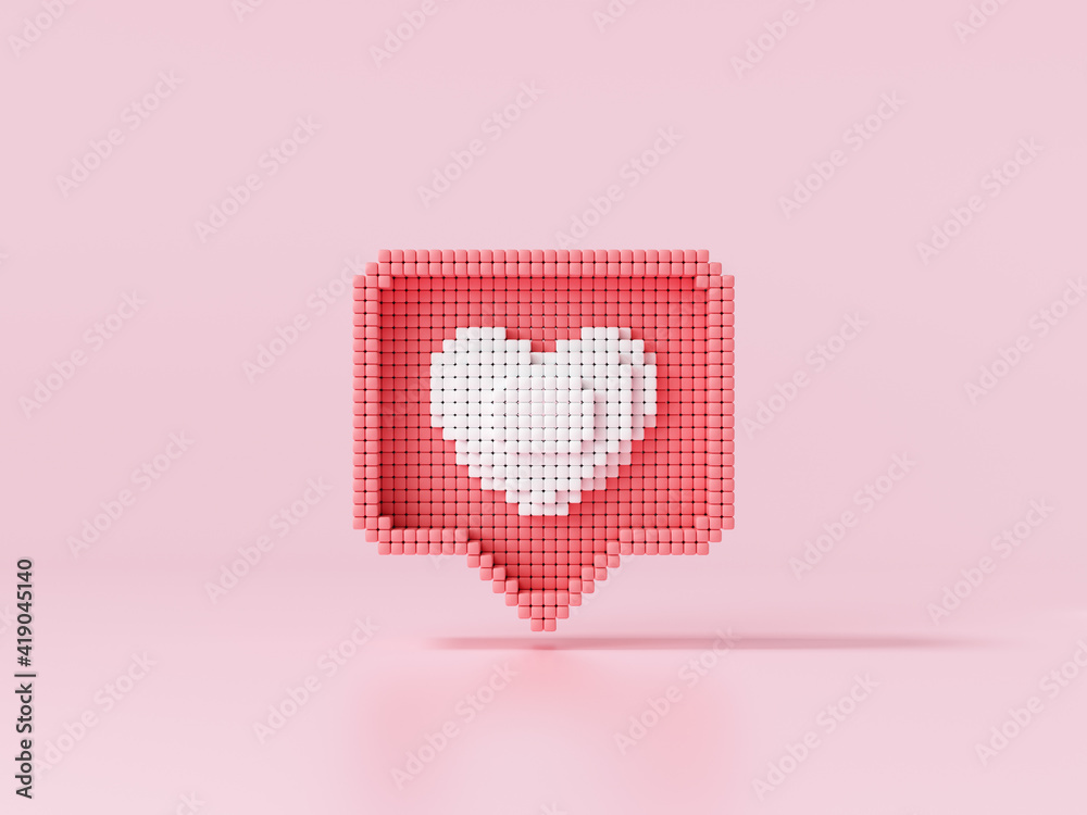 Like heart icon on a pink background. Pixel art Like symbol for social ...