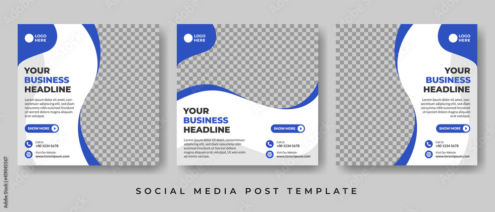 Set of Editable Square Banner Template Design Vector with photo collage ...