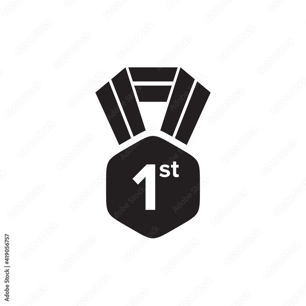 Medal logo design for first winner template Stock Vector | Adobe Stock