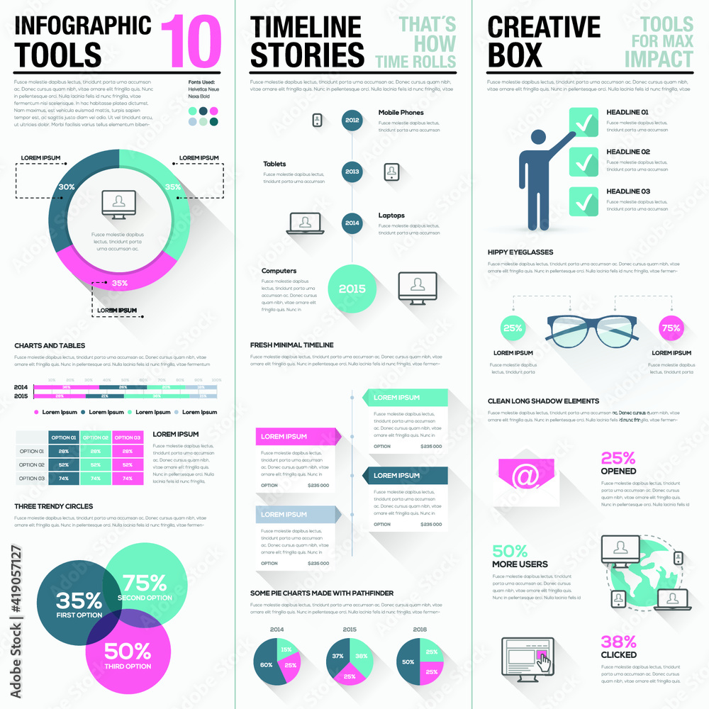 Bundle infographic UI, UX, KIT elements with charts, diagrams, workflow ...