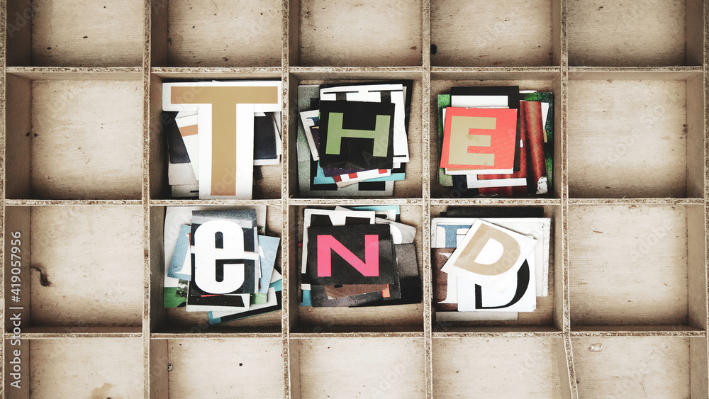 The end magazine letters in a wooden box Stock Photo | Adobe Stock
