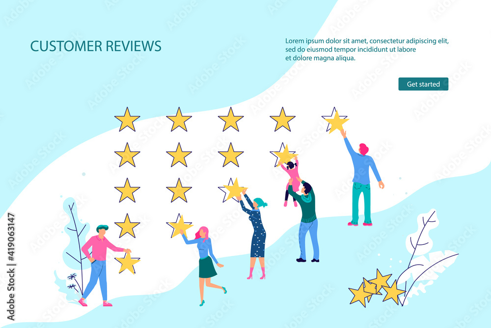 Landing webpage template of Customer review and satisfaction rating ...