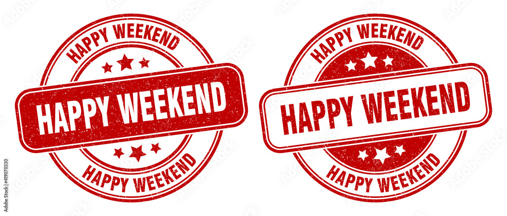 happy weekend stamp. happy weekend label. round grunge sign Stock ...