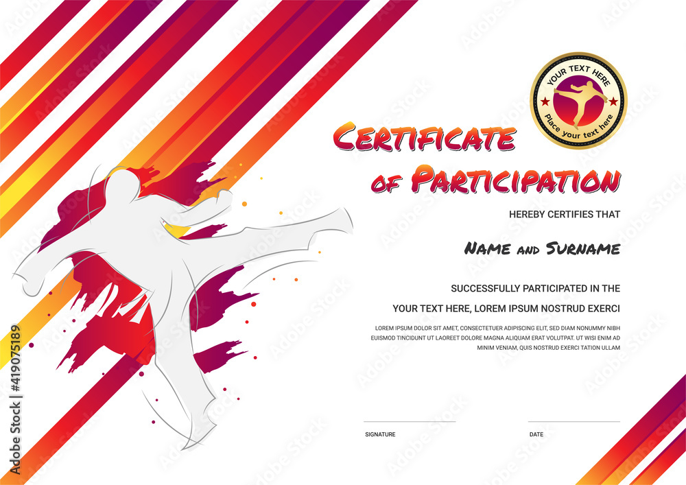 Certificate template sport theme with border frame, Diploma design ...