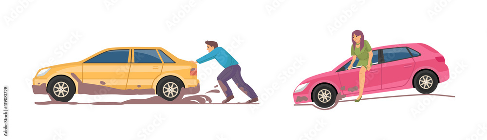 Natural disasters, severe weather conditions. Stuck cars due to bad ...