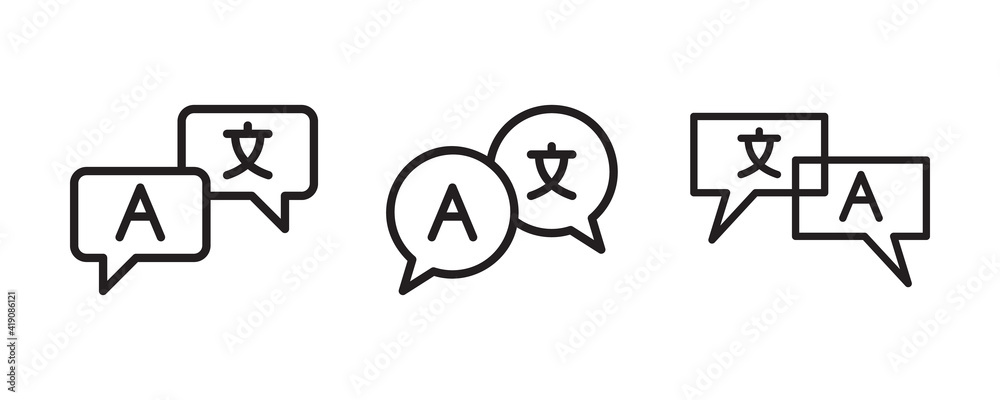Language translation icon set. Vector graphic illustration. Suitable ...