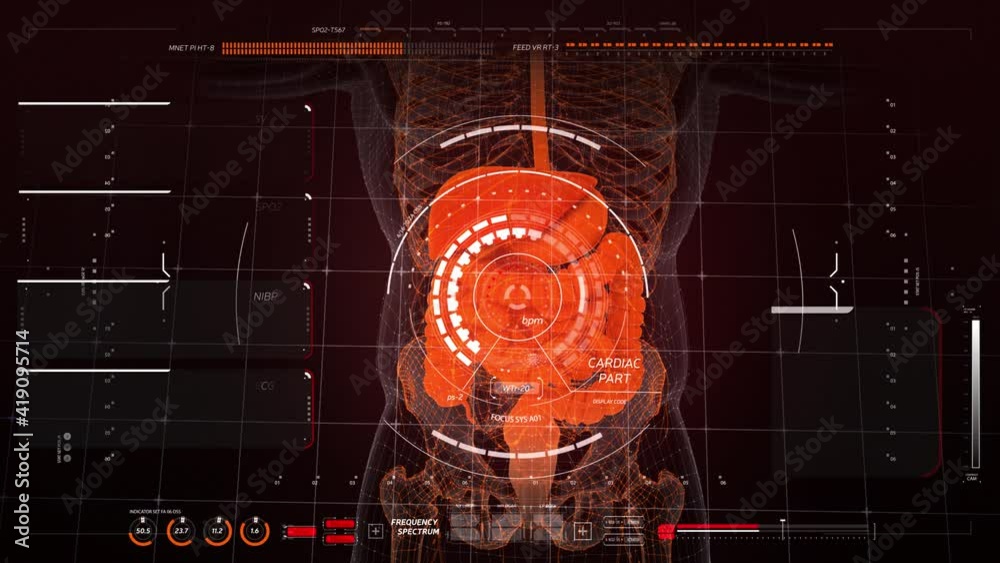 Analysis of Human Anatomy. Scan on Futuristic Touch Screen Interface ...