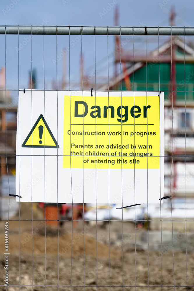 Construction site health and safety message rules sign board signage on ...