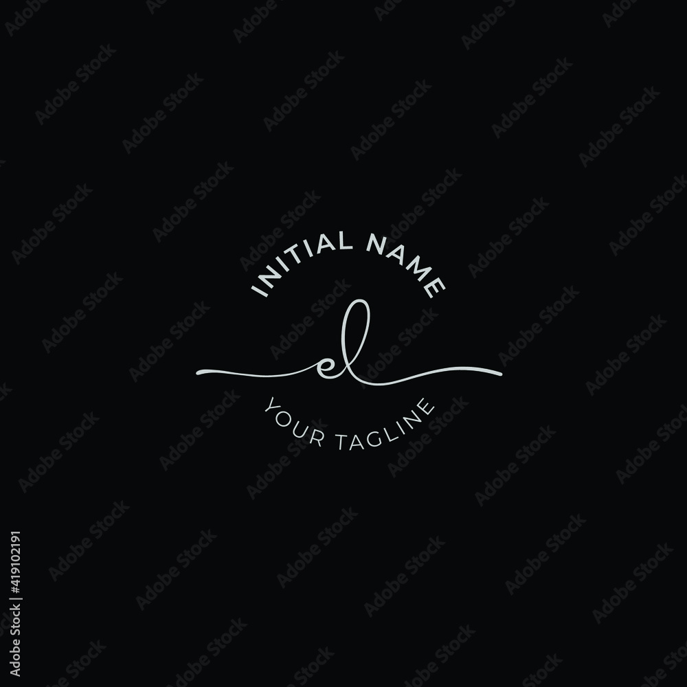 el Initial handwriting signature logo vector. Hand lettering for ...