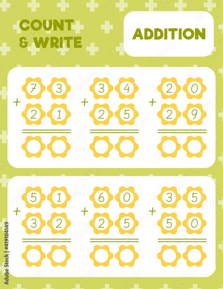 Math worksheet practice print page. Double digit addition. Column ...
