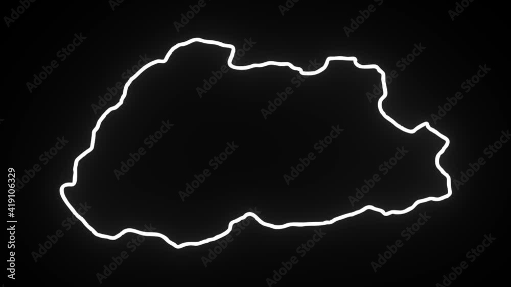 Map of Bhutan, Bhutan outline, Animated close up map of Bhutan vídeo do ...