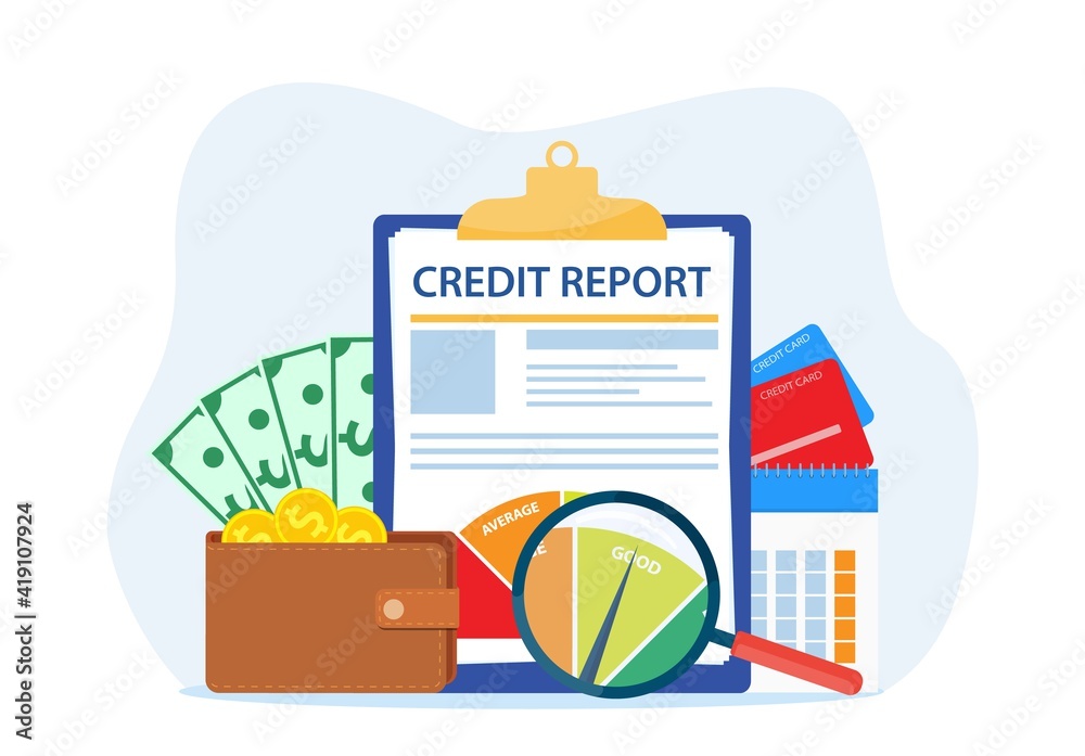 Credit report document concept. Money , Credit card, lending ...