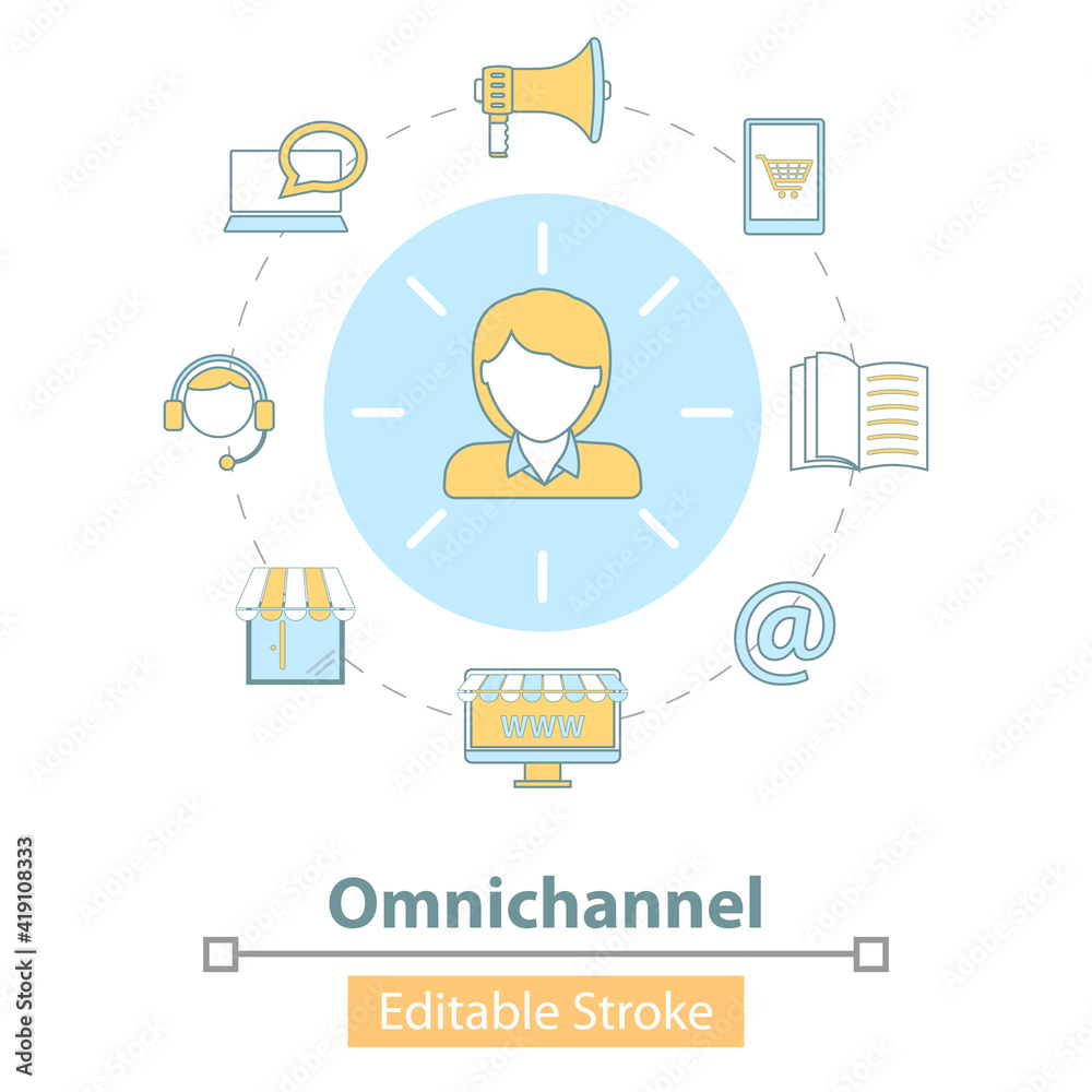 Vector Icon of Cross-Channel, Omnichannel, Several Communication ...