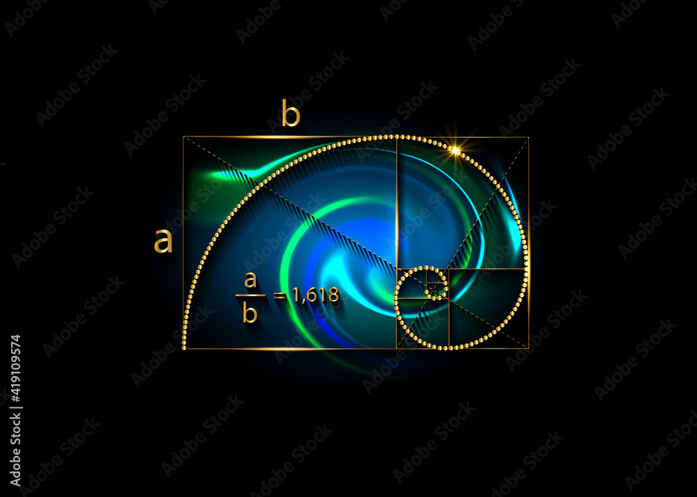 Golden ratio. Fibonacci Sequence number, golden section, divine ...