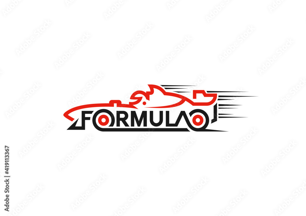 Formula one car, creative logo design. Stock Vector | Adobe Stock