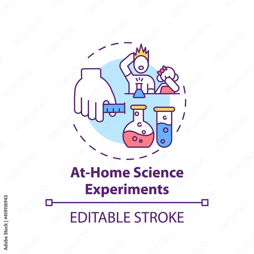 At home science experiments concept icon. Family fun ideas. Creating ...