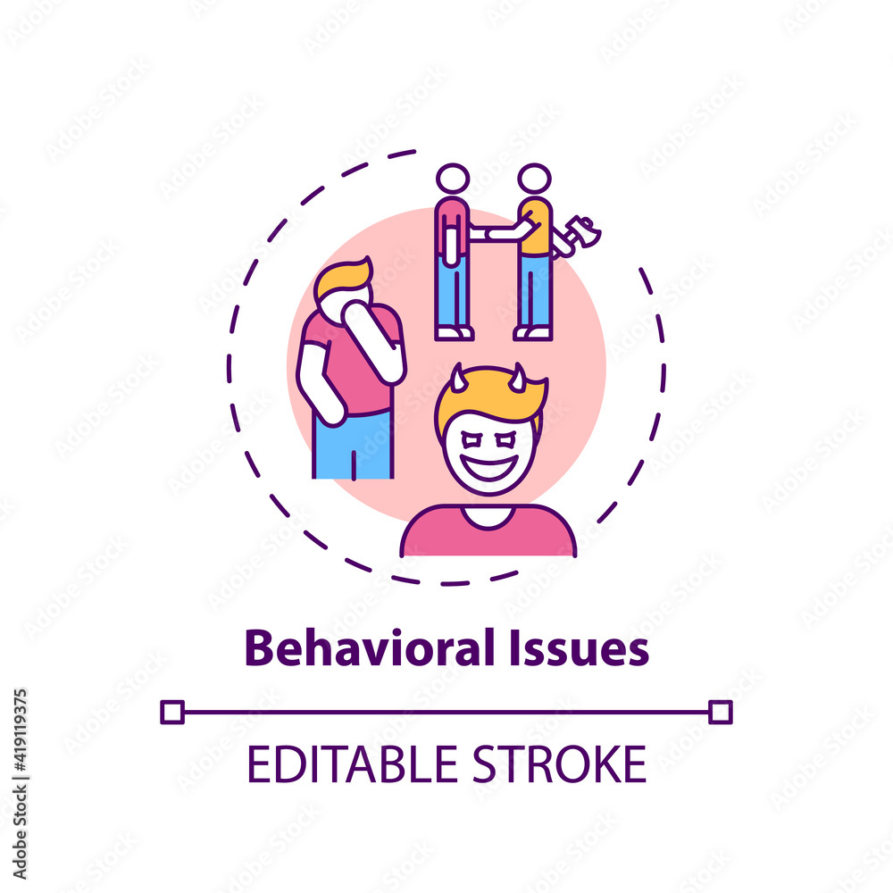 Behavioral issues concept icon. Online family therapy types. Behavioral ...