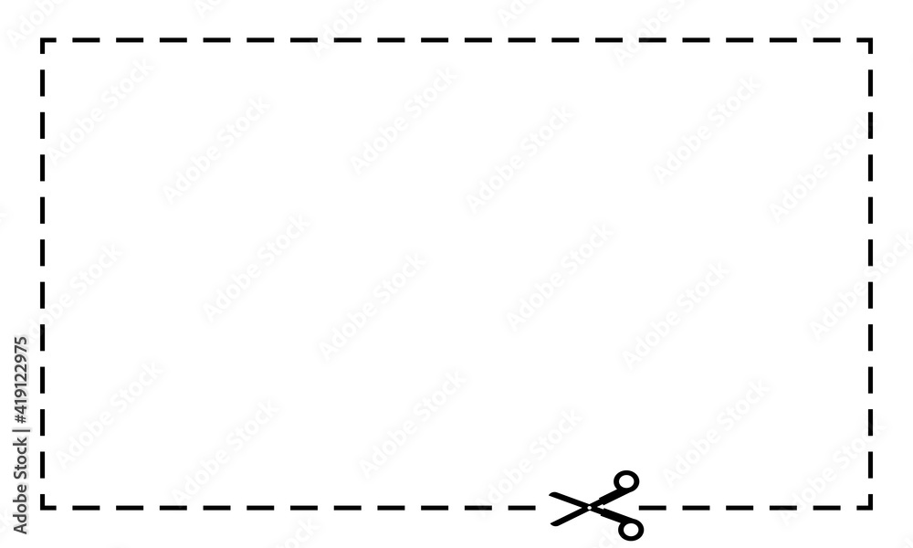 Blank coupon or voucher or promo code with scissors and dotted cut ...