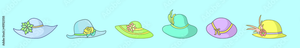 set of kentucky derby hats cartoon icon design template with various ...