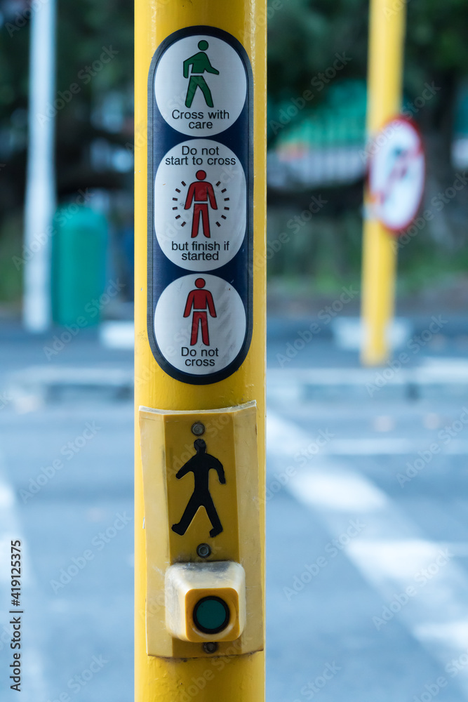 traffic light signs with information on when to cross concept road ...
