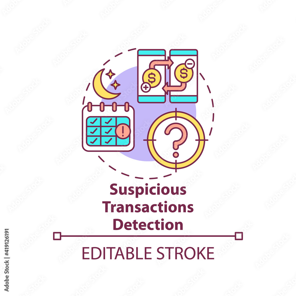 Suspicious transactions detection concept icon. Terrorist financing ...
