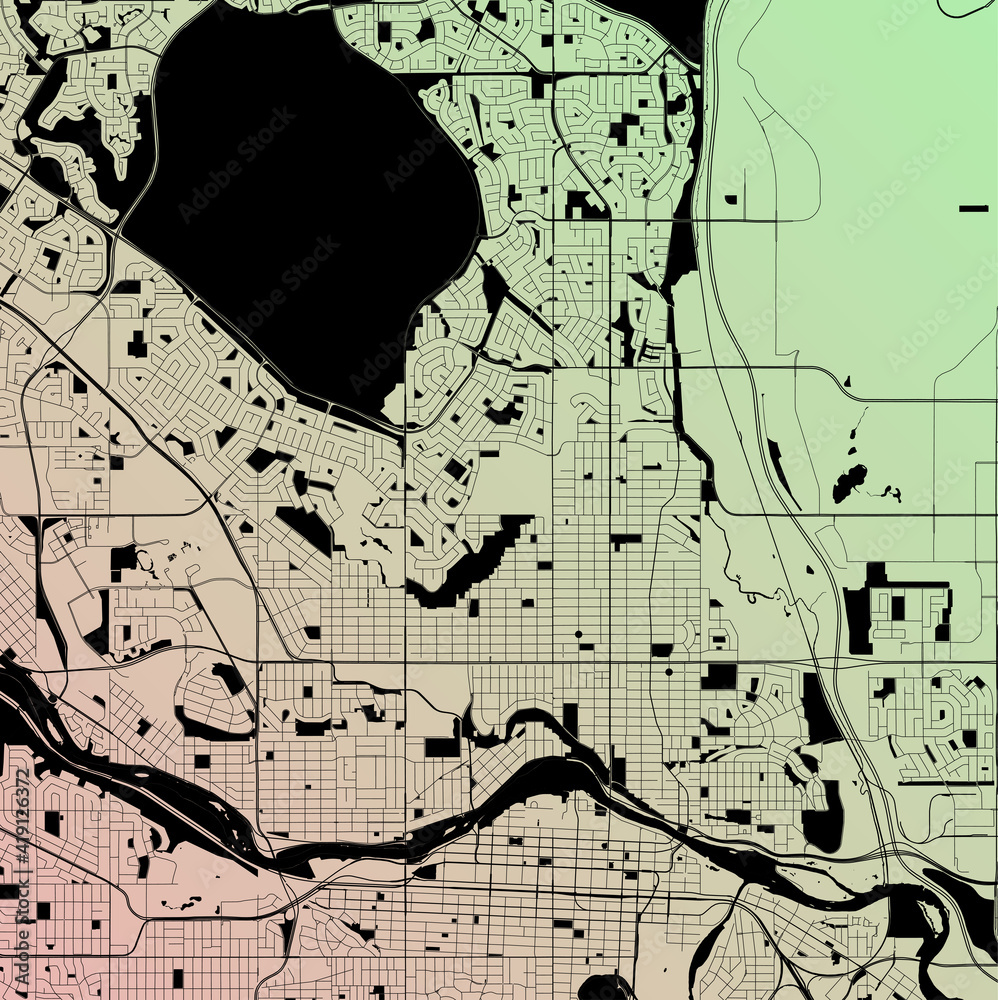 Calgary, Alberta, Canada (CAN) - Urban vector city map with parks, rail ...