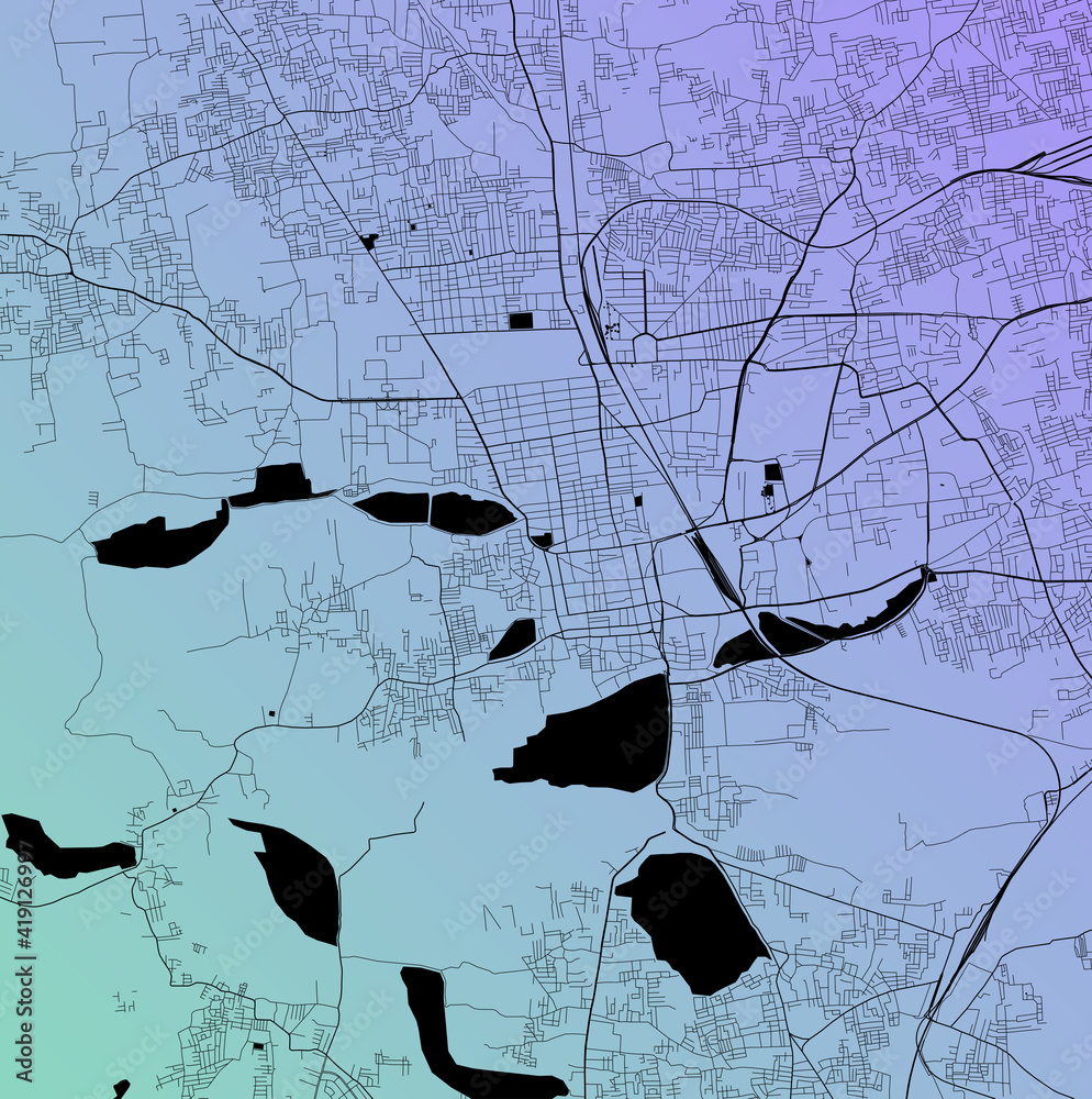 Coimbatore, Tamil Nadu, India (IND) - Urban vector city map with parks ...