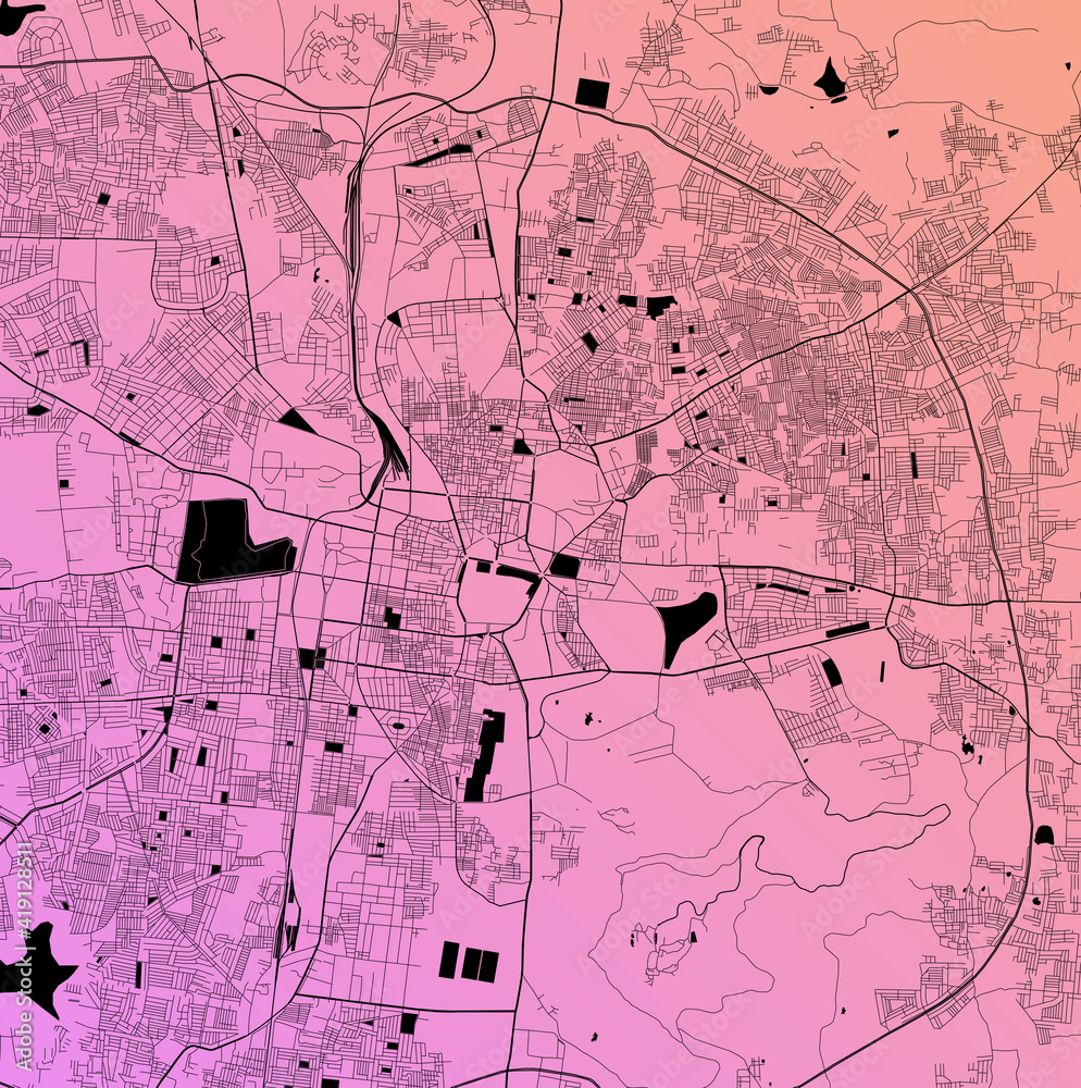 Mysore, Karnataka, India (IND) - Urban vector city map with parks, rail ...