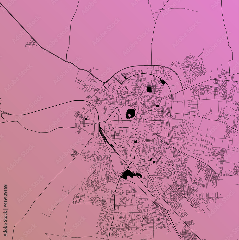 Sholapur, Maharashtra, India (IND) - Urban vector city map with parks ...