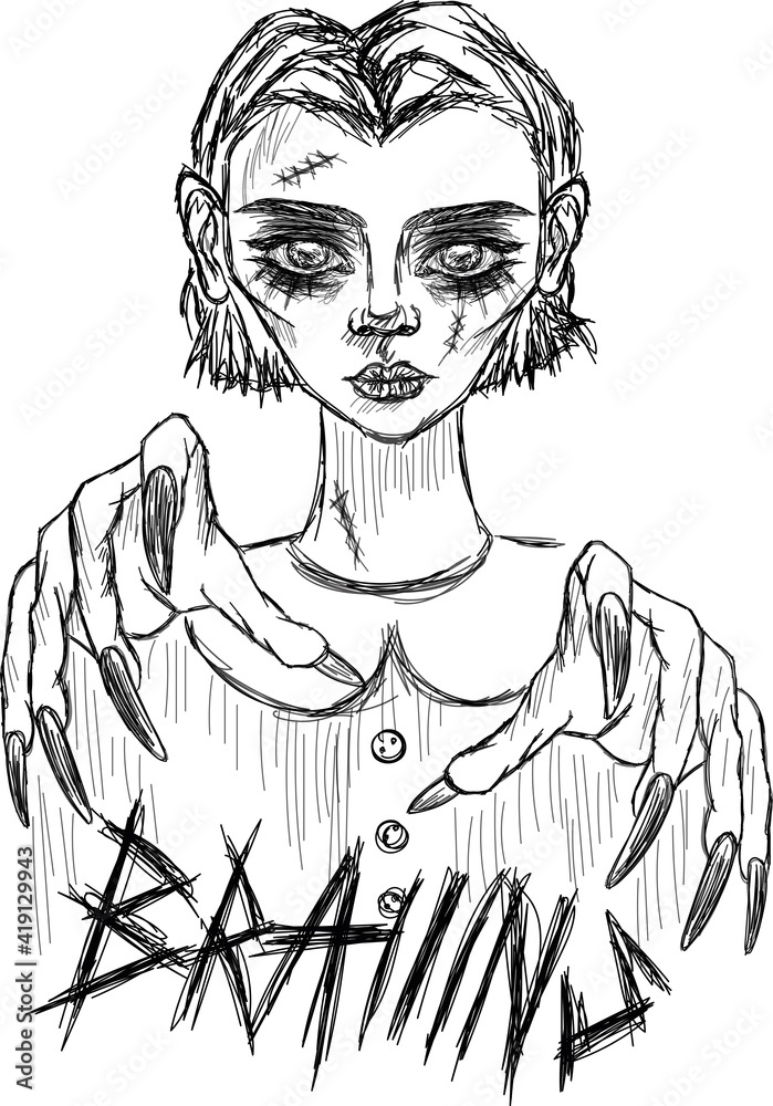 Zombie Girl Drawing