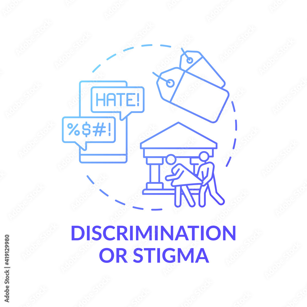 Discrimination or stigma blue gradient concept icon. Social pressure ...